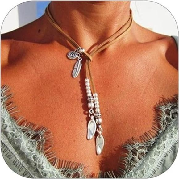 Other | Huasai Brown Suede Choker Necklace For Women Trendy Boho ...
